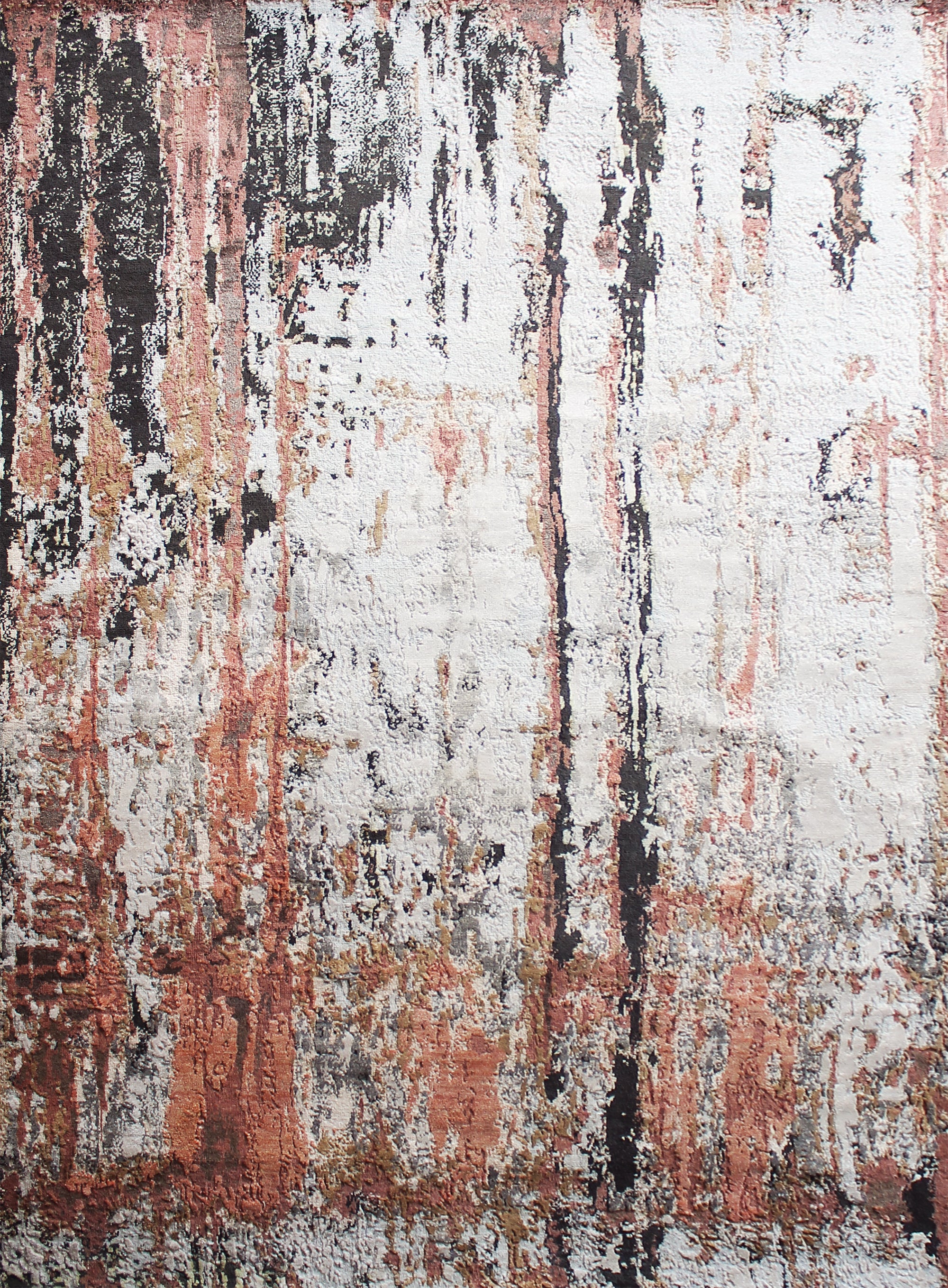 Luxury Orange Abstract Handknotted Rug Online in Delhi | Carpet Couture